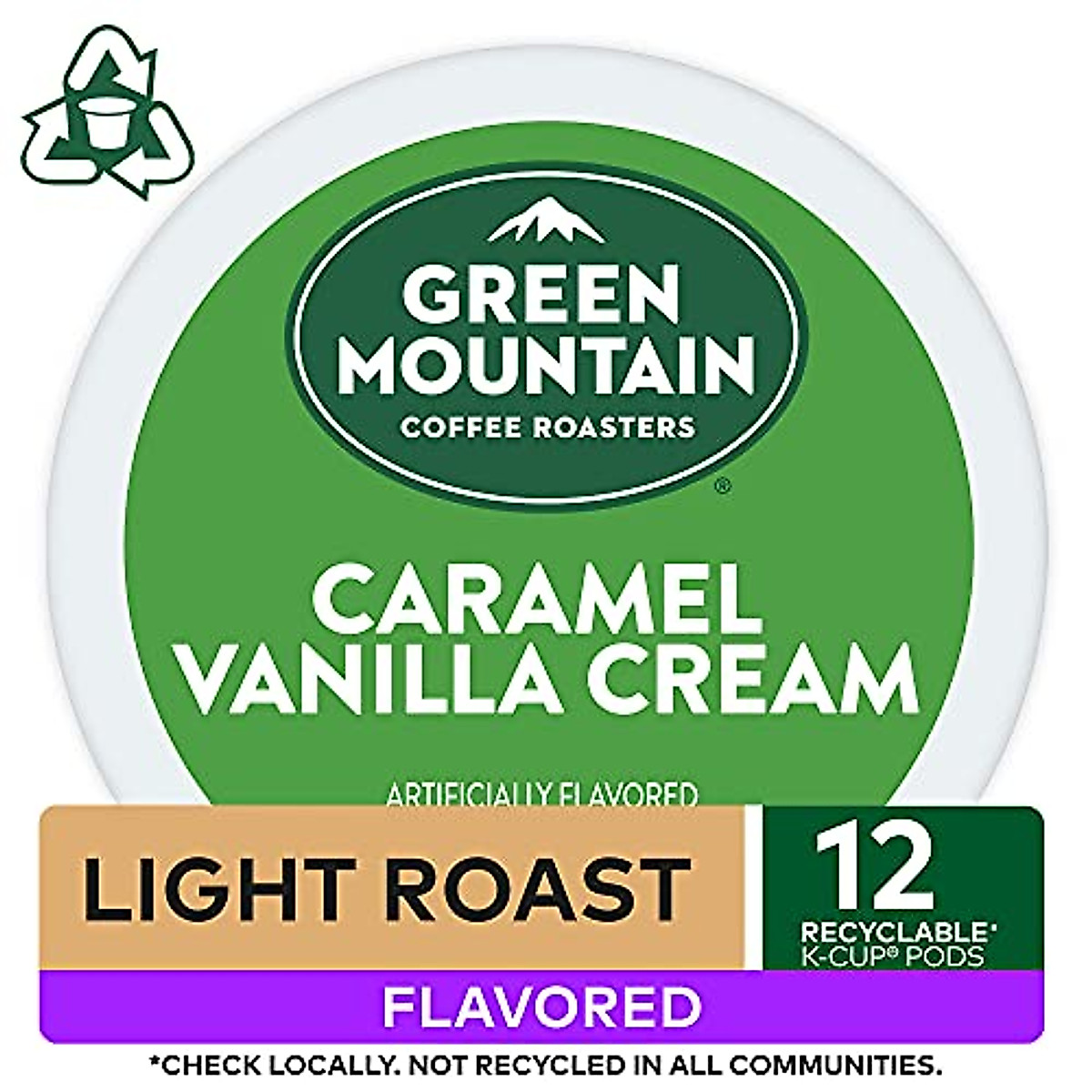 Green Mountain Coffee Roasters Caramel Vanilla Cream Keurig Single-Serve K-Cup pods, Light Roast Coffee, 12 Count