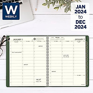 AT-A-GLANCE 2024 Weekly & Monthly Planner, Quarter-Hourly Appointment Book, 8-1/4" x 11", Large, Recycled, Monthly Tabs, Green (70950G6024)