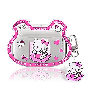 Cute Cat Case for AirPod Pro 2nd Generation Cover Pattern Lovely Cartoon Bear Case with Funny Kawaii Keychain for Women Girls Kids,Clear Shockproof Protective Soft Silicone Cover for AirPod Pro 2