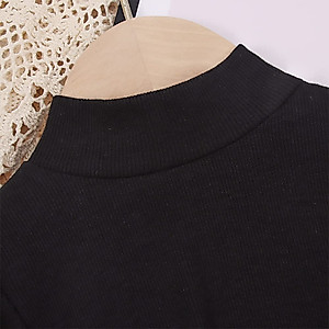 IZYJOY Toddler Baby Girls Basic Solid Color Turtlneck T-Shirt Soft Cotton Tops Cute Puff Long Sleeve Little Baby Clothes (Black, 2-3T)