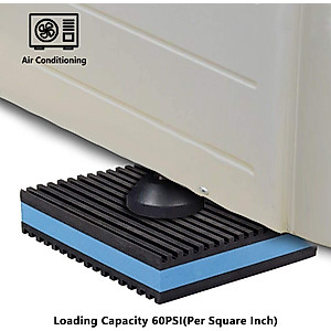 Forestchill Heavy Duty Anti Vibration Pads, 6" x 6" x 7/8" Ribbed Rubber with Blue Foam Center Isolation Pad for HVAC, Air Compressor, Washer and Dryer, Air Conditioner Units (Pack of 4)