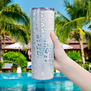 Swig Sip 20oz Skinny Tumblers - Double Wall Stainless Steel Vacuum Insulated Travel Coffee Mug Bridesmaid Gift (Laser Silver)