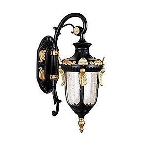 PEHUB Vintage Outdoor Wall Light Rustic Oil Rubbed Gloden Porch Garage Wall Lamp Waterproof Anti-Rust Lightings Glass Shade Exterior Sconces Patio Wall Sconce House Deck Lantern Exterior Light Fixture