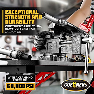 6-Inch Bench Vise Heavy duty Vice for Workbench, Utility Combination Pipe Table Vise Forged Steel Construction and Swivel Base