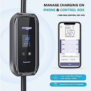 AMPROAD iFlow P9 EV Charger Level 2, 10 to 40 Amp, 110-240V Universal EVSE, Versatile for Portable & Wall Charger (NEMA 14-50, 25 Feet Cable)