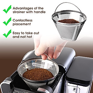 Aieve Reusable Coffee Filter Compatible with Ninja Dual Brew Pro Coffee Maker CFP301 CFP201 CFN601, Coffee Filters #4 Permanent Cone Coffee Basket