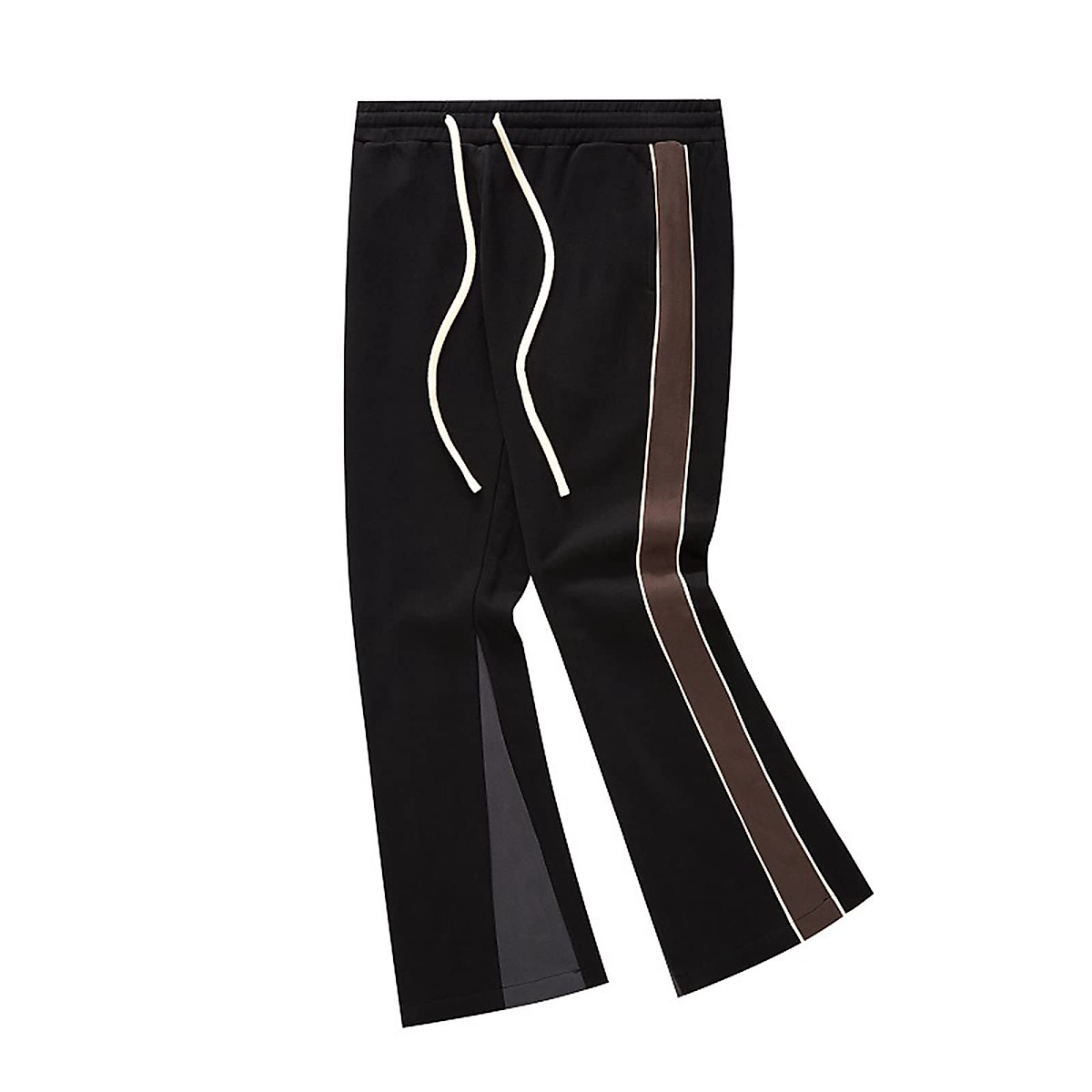 Weierpidan Faux Suede Sweatpants Women Flare Dancing Joggers Men's Patchwork Streetwear Trousers (Black,L)