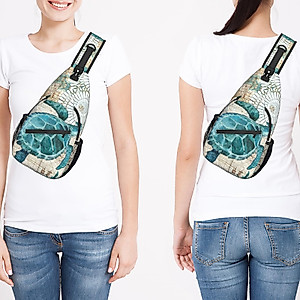 Sea Turtle Sling Bag Backpack - Crossbody Shoulder Chest Bags Unisex for Travel Casual Hiking with Adjustable Strap for Men Women