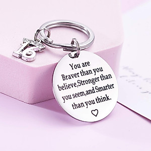 Birthday Gift Happy Birthday Keychain, 10th 12th 13th 16th 30th, Stainless Steel Birthday Key Ring Gift Women, Men, Friends Family (16th You are Braver Than You Believed)