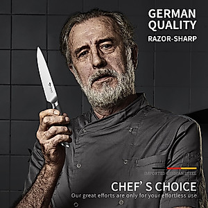 MAD SHARK 5-inch Compact Paring Knife - Kitchen Peeling Knife Ergonomic Handle, Sharp Utility Knife for Fruits,Vegetables and More - Forged Synergy by German Military Grade Composite Steel, Black