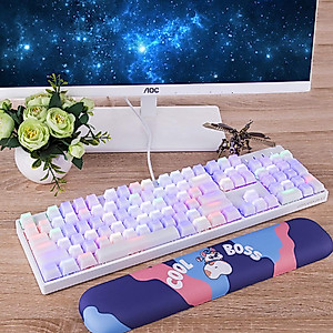 HMANE 109 Keys POM Jelly Keycaps Set, Rainbow Blank Doubleshot Translucent OEM Profile Mechanical Gaming Keyboard Keycaps for 60ï¼…/87 TKL/104/108 Cherry MX Switches (White/Side Printed)