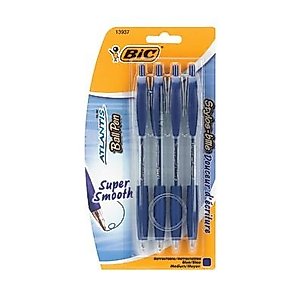 BIC Products - BIC - Atlantis Ballpoint Retractable Pen, Blue Ink, Medium, 4 per Pack - Sold As 1 Pack - Smooth, scratch-free writing. - Soft cushion grip gives you great no-slip comfort. -