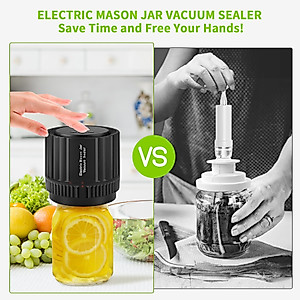 Electric Mason Jar Vacuum Sealer, Jar Vacuum Sealer for Mason Jars with Wide and Regular Mouth Jar Lids, Mason Jar Sealer, Mason Jar Vacuum Sealer Kit for Food Storage, Fermentation, Canning, Sealing