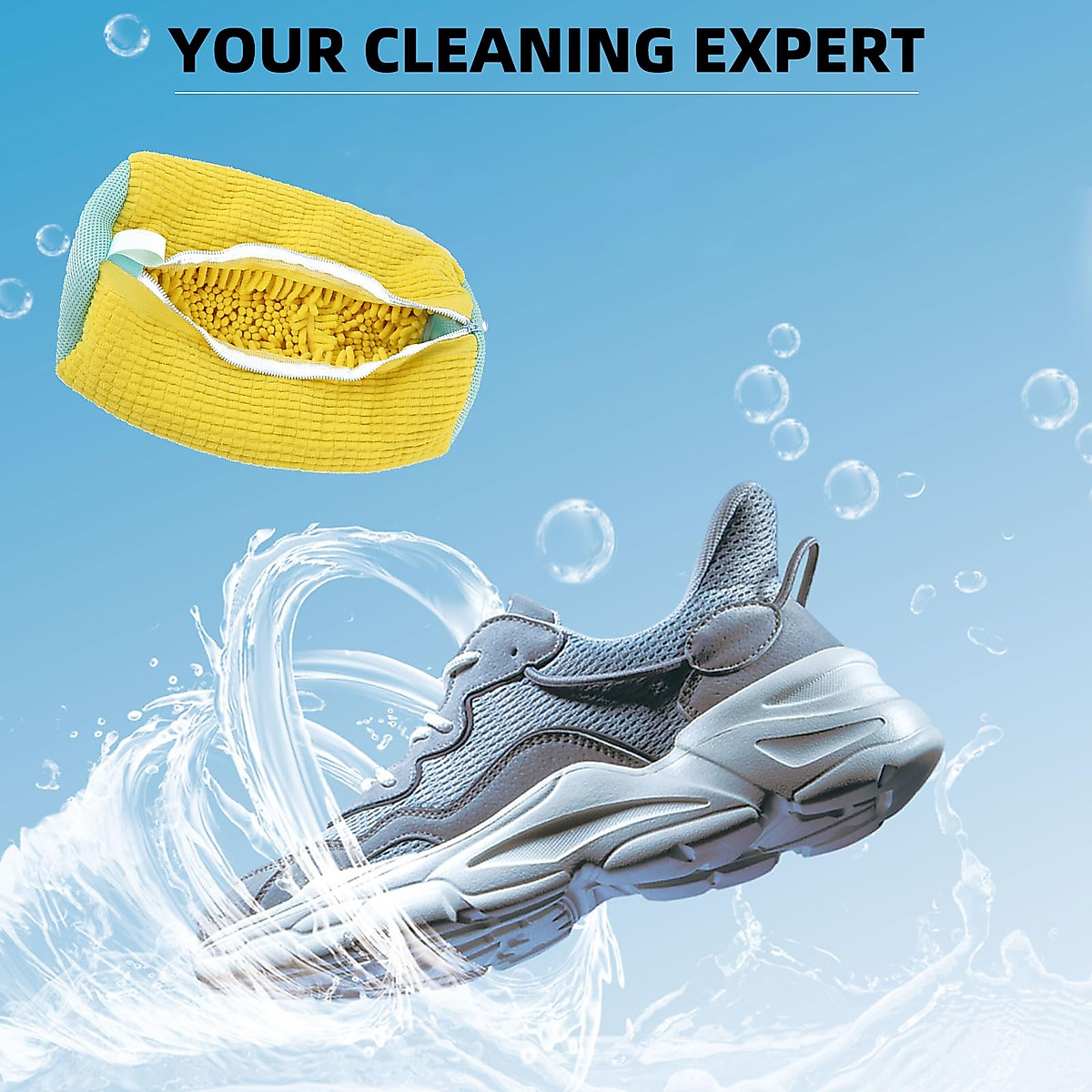 2-Packs Shoe Washing Bag for Washing Machine (yellow)