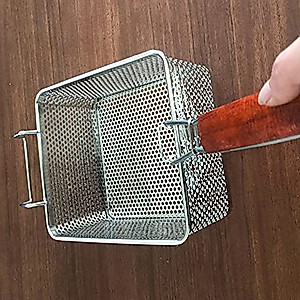 TEMKIN Chip Basket Stainless Steel Encrypted Frying Basket Commercial French Fries Basket Fried Food Filter Mesh with Anti-scalding Handle Kitchen Cooking Tools Basket
