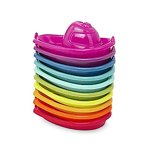 Battat – 10 Bath Boats – Numbered & Stackable Bathtime Toys – Floating Toy Boats for The Bath, Pool, Beach – Educational Toys – 6 Months + – Stackin’ Boats