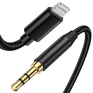 Lightning to 3.5mm Aux Cord, 3.3FT Weave Stereo Audio Cable for iPhone, Compatible with iPhone 14 13 12 11 XS XR X 8 7 6 iPad iPod for Car Home Stereo, Speaker, Headphone, Support All iOS Version