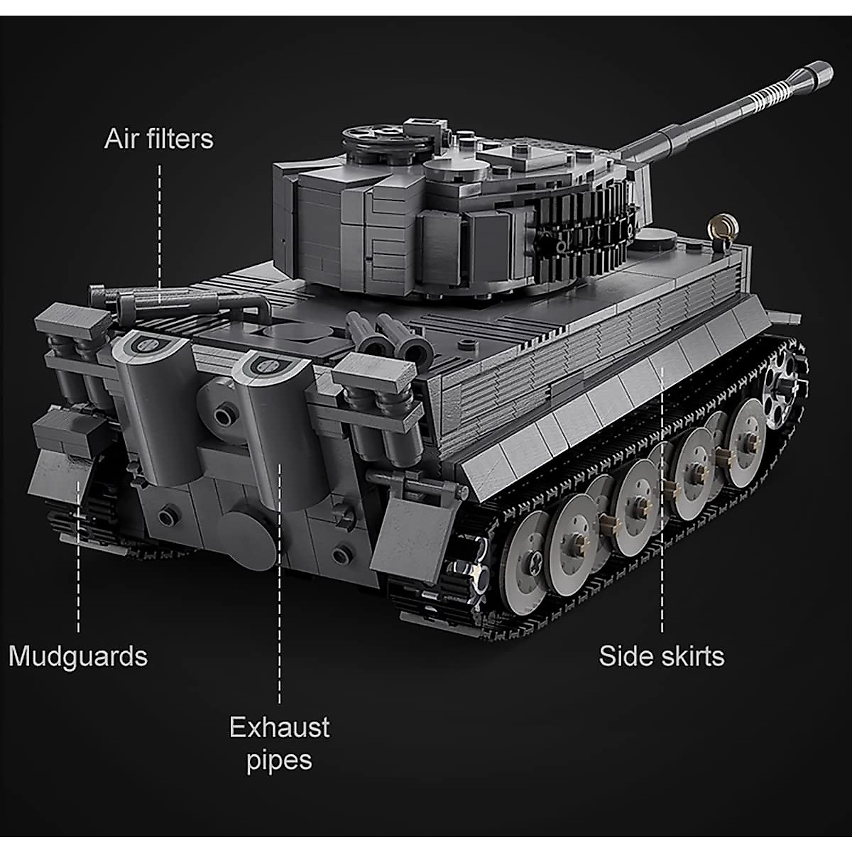 dOMOb Tiger WWII German Tank Building Kit – 2.4G Remote Control Battle Army Build Set – 1:35 RC Tank Model – CaDA Bricks Toy for 14+ Kids & Adults – 925 Building Blocks – for Boys, Hobbyist, Collector