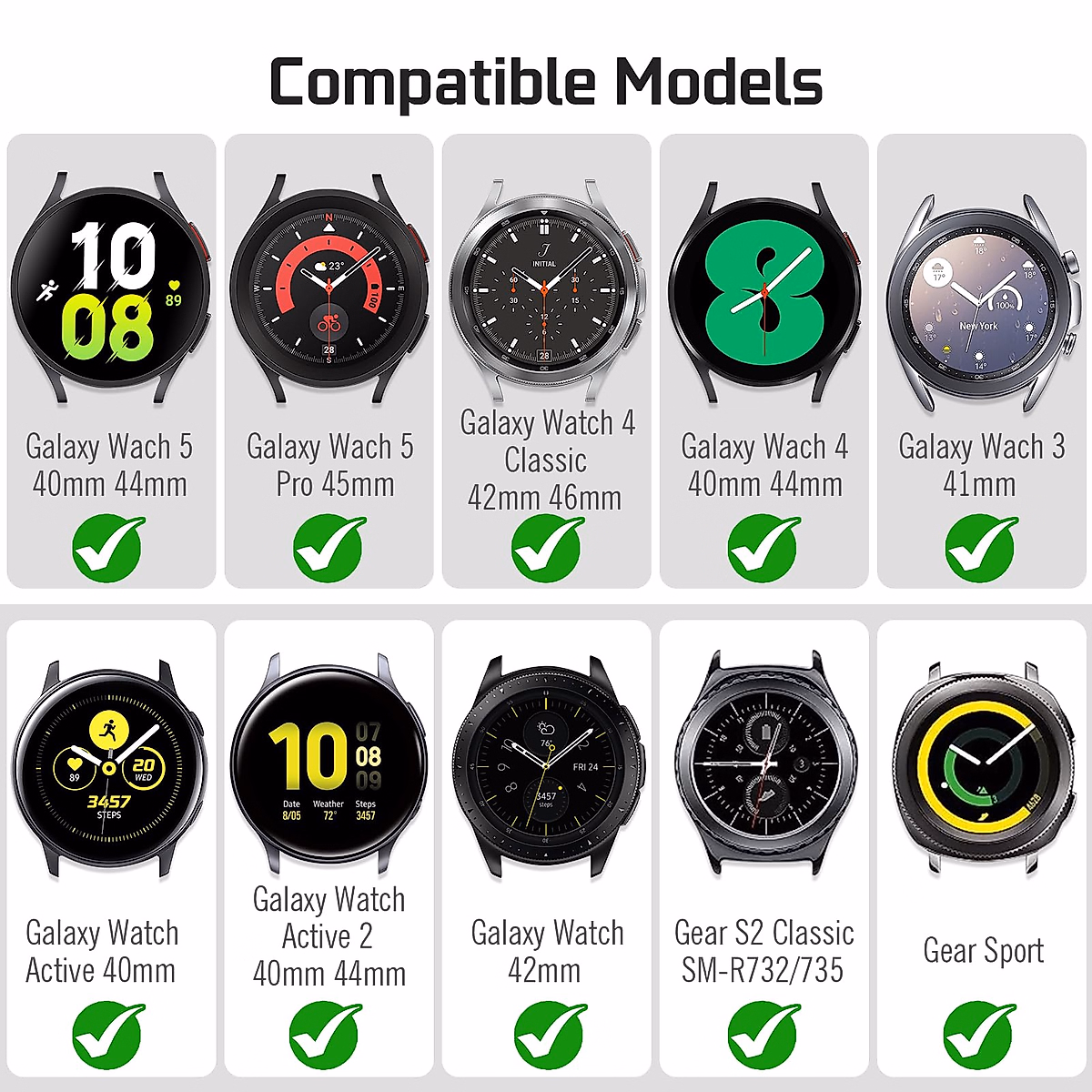 Fintie Band Compatible with Samsung Galaxy Watch 6 Classic 43mm 47mm/5 Pro 45mm/6 & 5 & 4 40mm 44mm/4 Classic 42mm 46mm, 20mm Nylon Sports Replacement Strap, Black