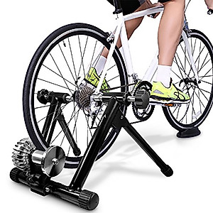 Sportneer Fluid Indoor Bike Trainer Stand - Indoor Riding Cycling Exercise Stationary Bicycle Stands Trainers with Noise Reduction Wheel for Road Bike Black 21.3 x 7.9 x 25.2"