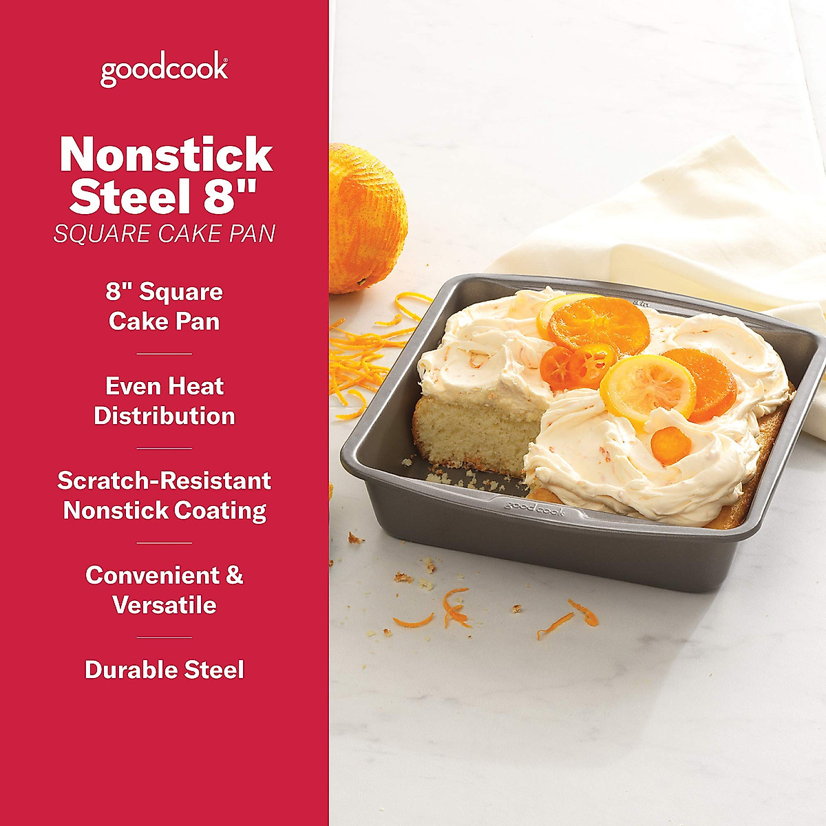 Goodcook 2pk Set 8x8 Baking Pan, 2 Pack, Gray