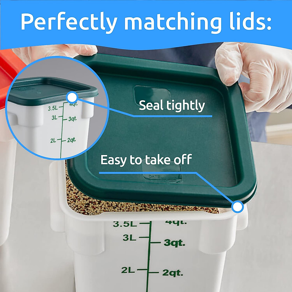 CUSINIUM 2-Pack - 4qt White Square Food Storage Containers with Lids