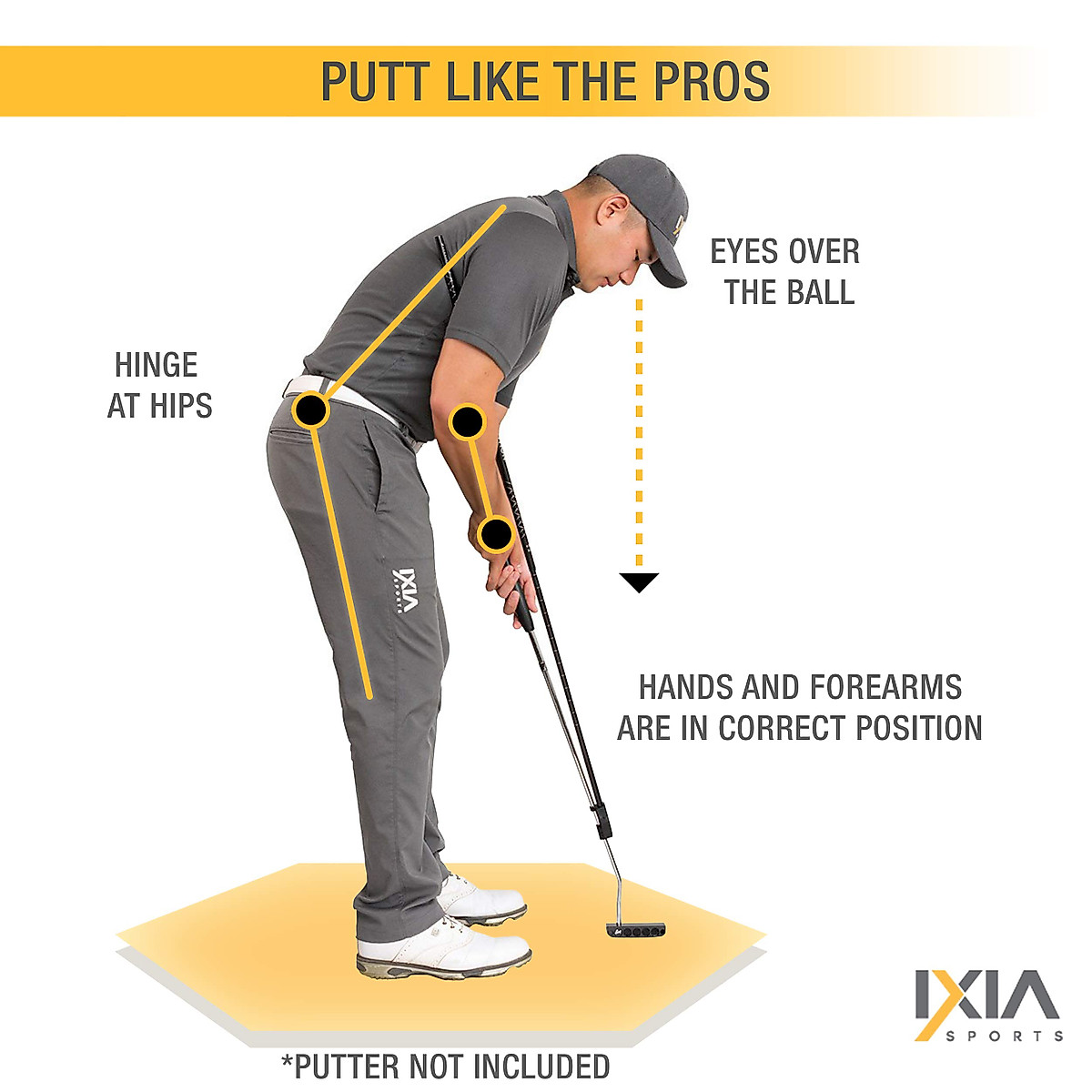 IXIA Sports - True Pendulum Motion (TPM) - Golf Putting Training Aid - Universal Tool for Adults, Kids, Juniors, Men, Women, Gift, Putter, Golf Channel School of Golf, Attaches to Any Putter Shaft