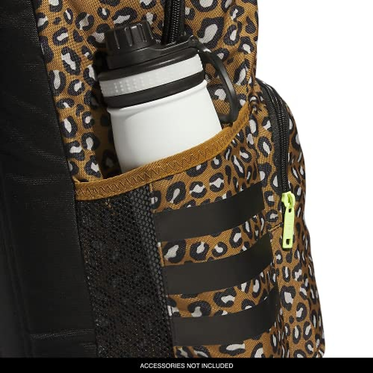 adidas Classic 3-Stripe Durable Backpack Student Athletic Sport Laptop Book Bag, Cheetah Bronze Strata/Black/Pulse Lime Green/4.0, One Size