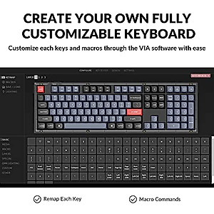 Keychron V6 Wired Custom Mechanical Keyboard, Full-Size QMK/VIA Programmable Macro with Hot-swappable Keychron K Pro Red Switch Compatible with Mac Windows Linux (Frosted Black-Translucent)