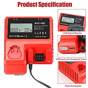 18V 9.0 Ah Battery and Charger Combo Kit for Milwaukee M-18,Replace for Milwaukee Red Lithium XC Batteries(2)+ 18V Battery Charger 48-59-1812