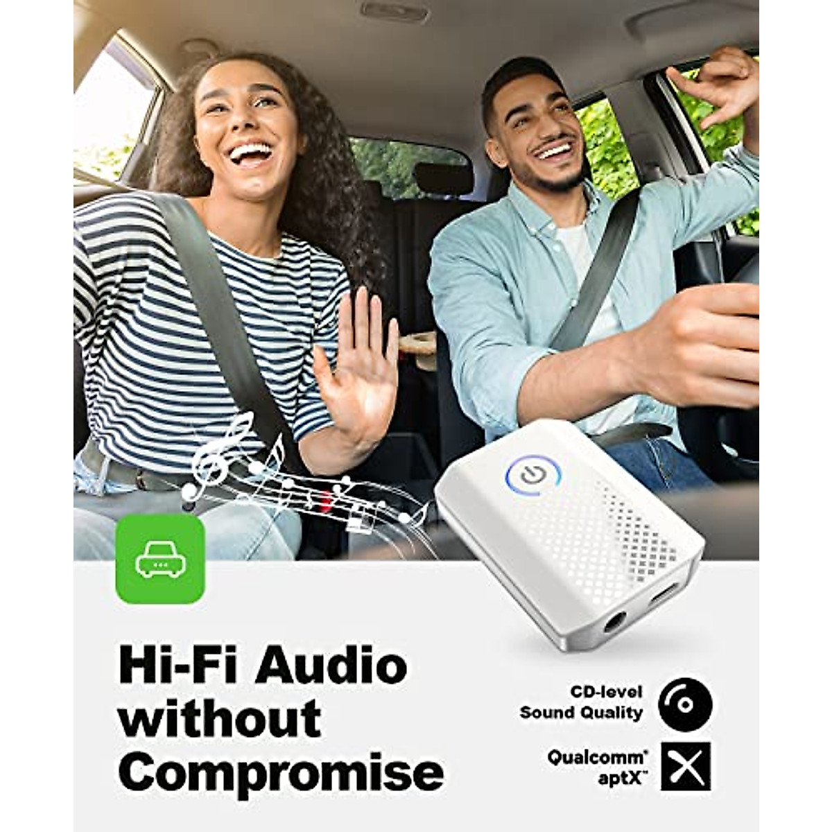 Bluetooth Transmitter Receiver V5.0, 2-in-1 Bluetooth Adapter with Dual Pairing AptX Low Latency, 3.5mm Bluetooth Audio Transmitter for Airplanes Boats Treadmill Gaming Consoles AirPods TV Car PC MP3