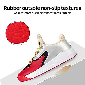 Men's Casual Walking Breathable Shoes,Fashion Lace up Shoes Non Slip Running Tennis Skate Sneakers for Women's Red 39