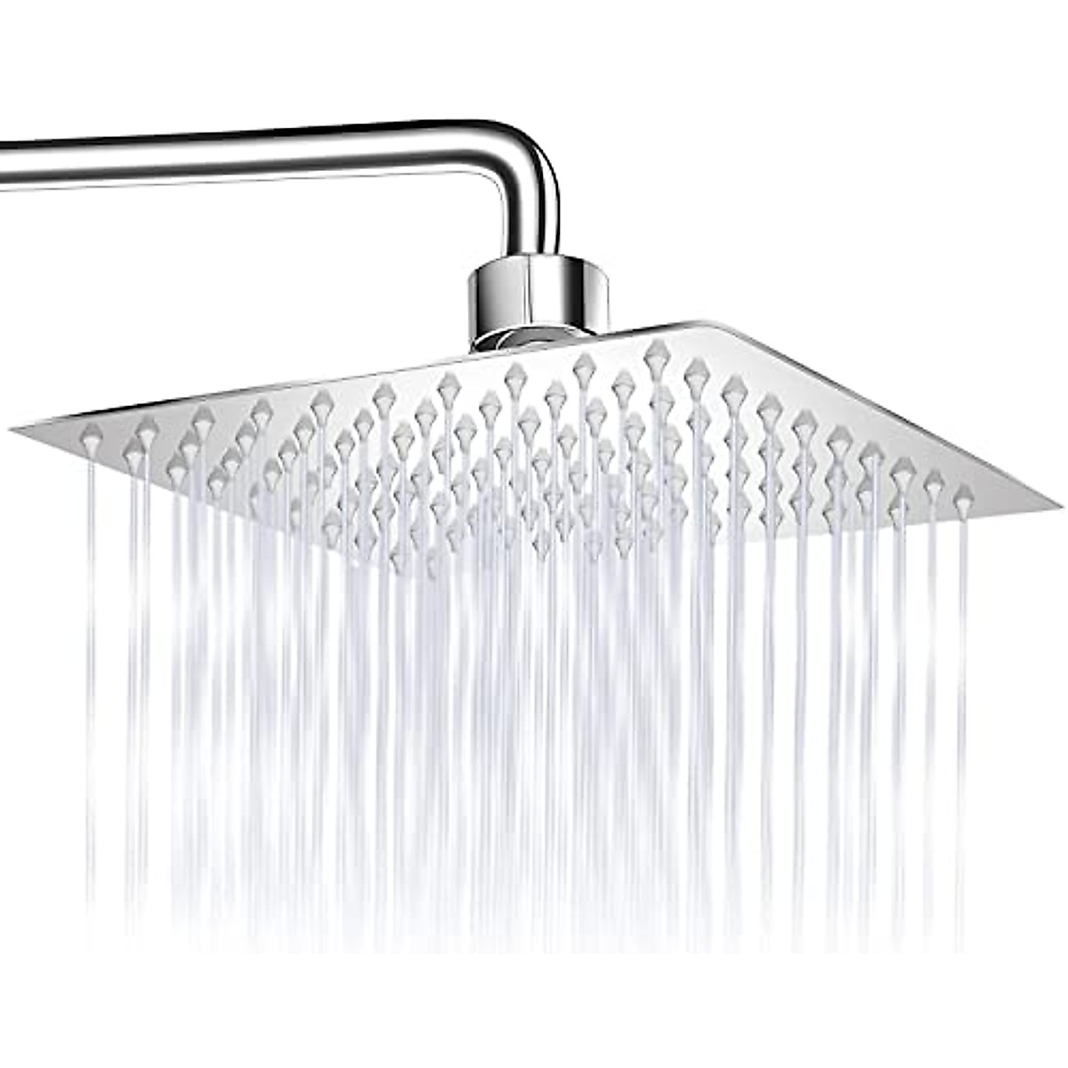 Welan Rain Shower Head, High Pressure Shower Head, 10 Inch Stainless Steel Square Showerhead, Adjustable Angles, Anti-Clogging Silicone Nozzle