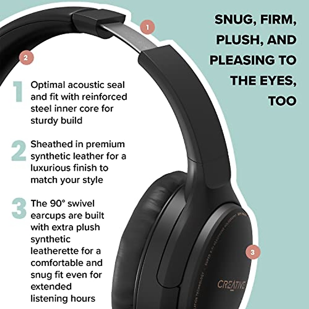 Creative Zen Hybrid (Black) Wireless Over-Ear Headphones with Hybrid Active Noise Cancellation, Ambient Mode, Up to 27 Hours (ANC On), Bluetooth 5.0, AAC, Built-in Mic, Foldable