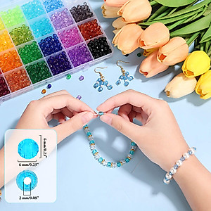 Paxcoo 1820Pcs Crystal Beads for Jewelry Making, Crystal Acrylic Beads Faceted Jewelry Beads Bicone Gem Beads for Jewelry Making (6 MM)