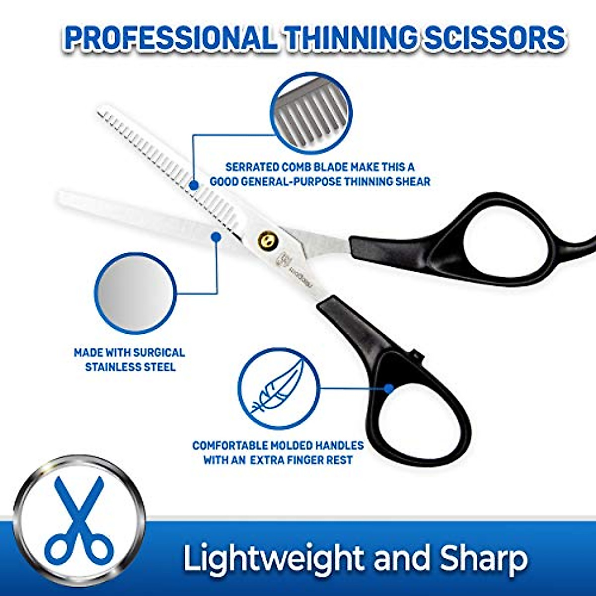 PET MAGASIN Pet Thinning Shears - Professional Thinning Scissors with Toothed Blade