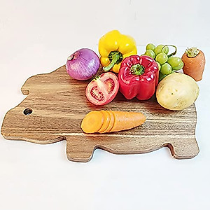 TWIN HOUSE Funny Pig Acacia Wood Cutting Board, Funny Farmhouse Gift, Large Multipurpose Sustainable Acacia Wood Cutting Board for Meat and Vegetable, Cheese