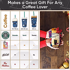 Baxendale Iced Coffee Sleeve for Cold Drink Cups - 2 Pack Neoprene Iced Coffee Sleeve Cup Sleeves for Cold Drinks, Reusable Compatible with Starbucks Dunkin - Large 32oz (Peach & Mint Textured)