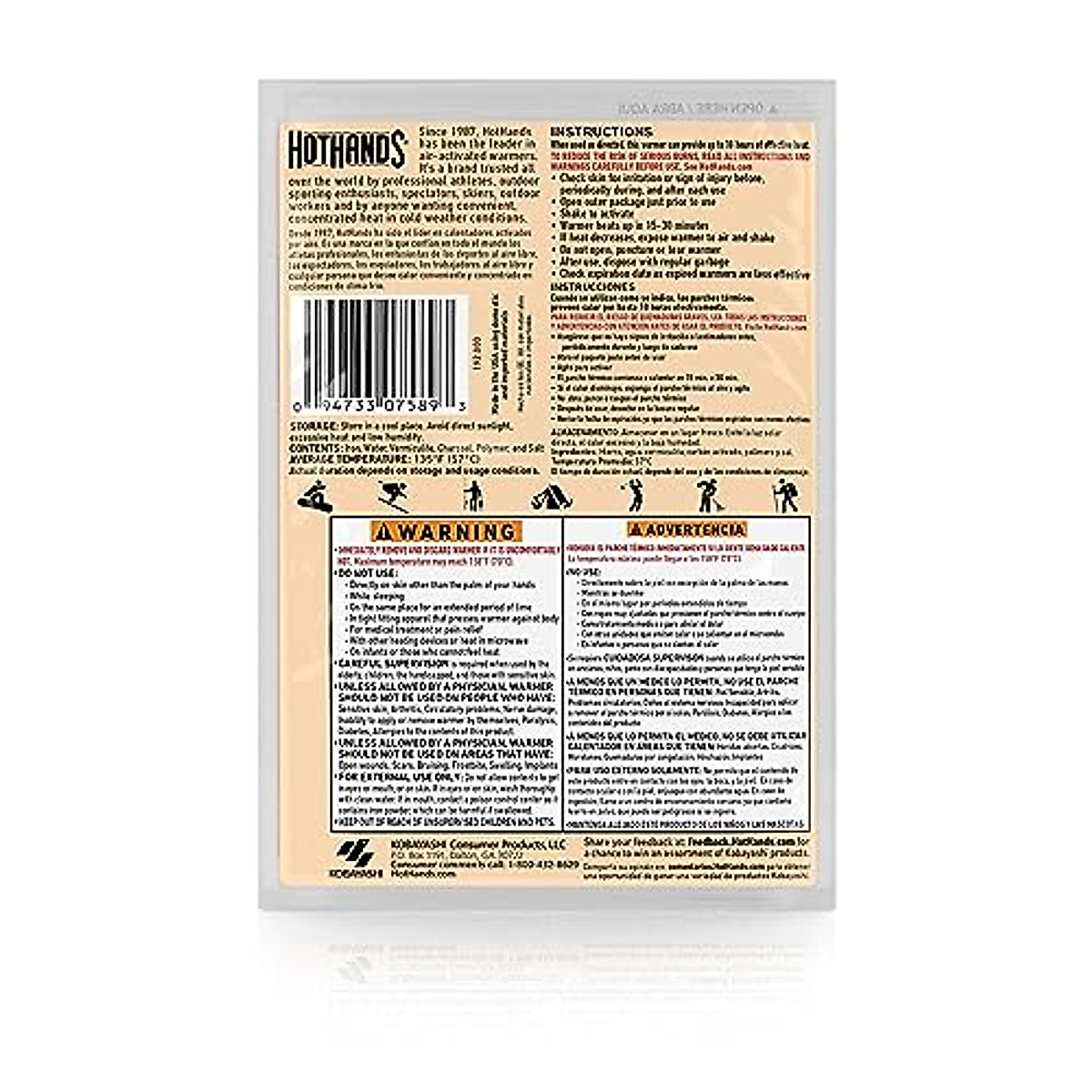 HotHands Body & Hand Super Warmers - Long Lasting Natural Odorless Air Activated Warmers - Up to 18 Hours of Heat - 3 Individual Warmers