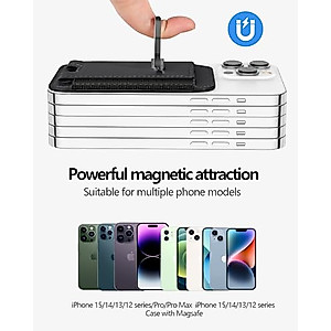 Miroddi Magnetic Wallet for iPhone 12 13 14 15 Accessories Set for Magsafe Credit Card Holder Can Store 3 Cards Back of Leather Phone Wallet with Ring Grip Black