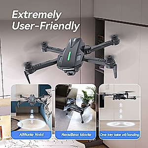 DEERC Drone with Camera, D70 Drones with Camera for Adults 720P HD, RC Quadcopter for Beginners with 2 Batteries, Kids Toy Easy to Play, Auto Hover, Voice Control, APP Control, 3D Flips