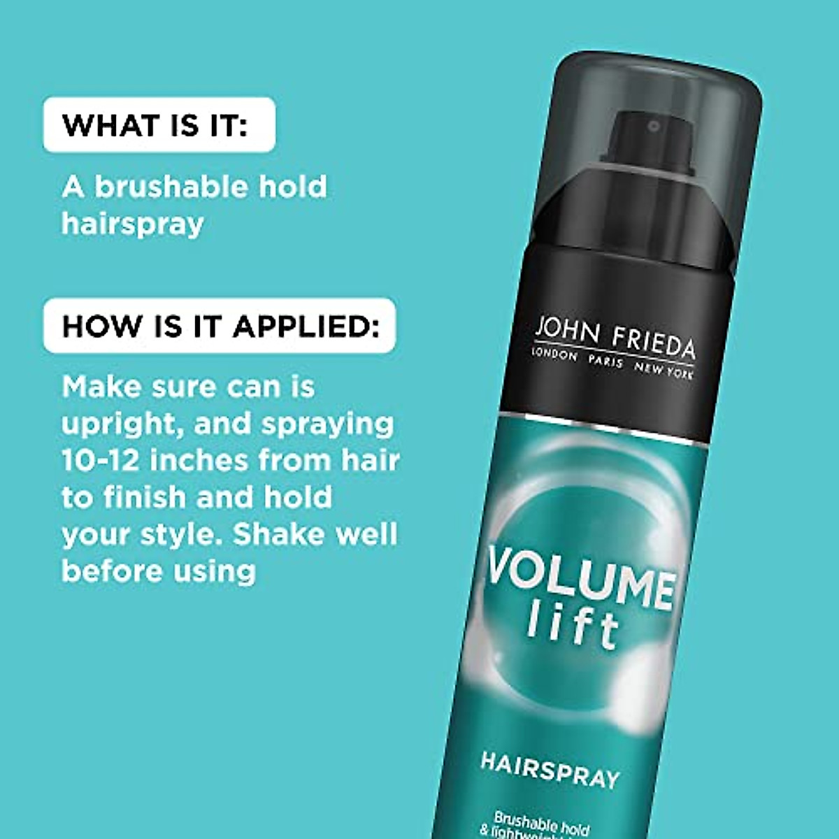 John Frieda Volume Lift Hairspray, Volumizing Hairspray with Air-Silk Technology for Fine or Flat Hair, Adds Body, Long-Lasting Hold, and Fullness for Fine, Thin Hair, 10 Oz
