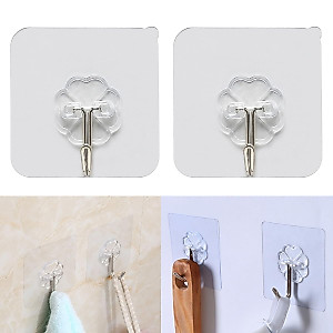 ABOOFAN 20 Pcs Nail- Hook Ceiling Hook White Round Stool House Shaped Floating Shelves Invisible Hook Clear Adhesive Hooks Metal Camera Sticker Fix It Toddler Toy Wall Hook Water Proof