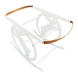 MYBASSINET Moses Basket Rocker Stand Antique White Stand for Baby Infants Durable and Sturdy Natural Wood Rocking Feature Modern Design Safe and Secure Fits Moses Baskets 32.5X16.5X14 Inch