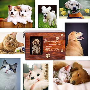 Pet Urns for Dogs or Cats Ashes, Loss Pet Memorial Remembrance Gift, Personalized Photo Frame Urns Wooden Memorial Keepsake Cat or Dog Memory Box with Black Flannel as Lining (157 Cubic Inches)