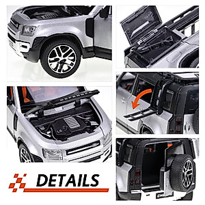 1/24 Diecast Model Car Pullback Vehicle Toy Collection for Land Rover New Defender 110, Kids Gift, with Sound and Light