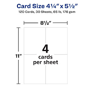 Avery Printable Cards, Inkjet Printers, 120 Cards, 4.25 x 5.5, Heavyweight, Textured (3380)