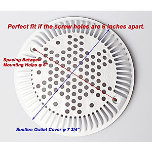 TonGass 8" Bottom Main Pool Drain Cover Replacement for Inground Pools Compatible with Hayward Suction and Dual Suction Outlet WGX1048E