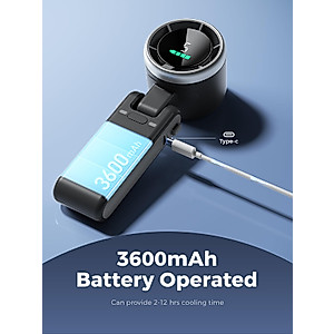 Diveblues Portable Handheld Turbo Fan, 5 Gear Wind, Battery Operated, Up to 12 Working Hours, 3 IN 1 Hand Fan with Air Turbo Tech Cooling Fan for Outdoor Activities, Travel, Working