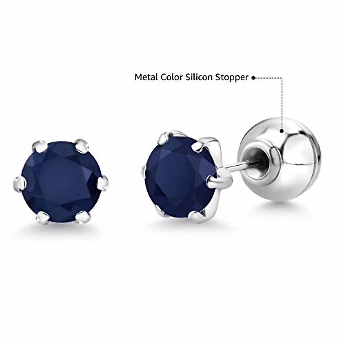 Gem Stone King Pure PT950 Platinum 950 Six Prong 6MM Round Gemstone Birthstone Stud Earrings For Women